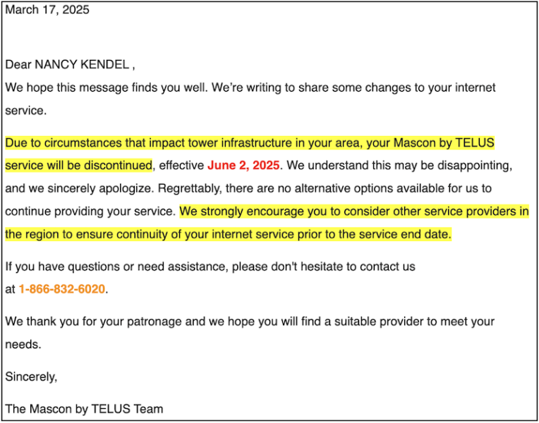 Mascon By Telus Cuts Off Some Cortes Customers, CityWest Update ...